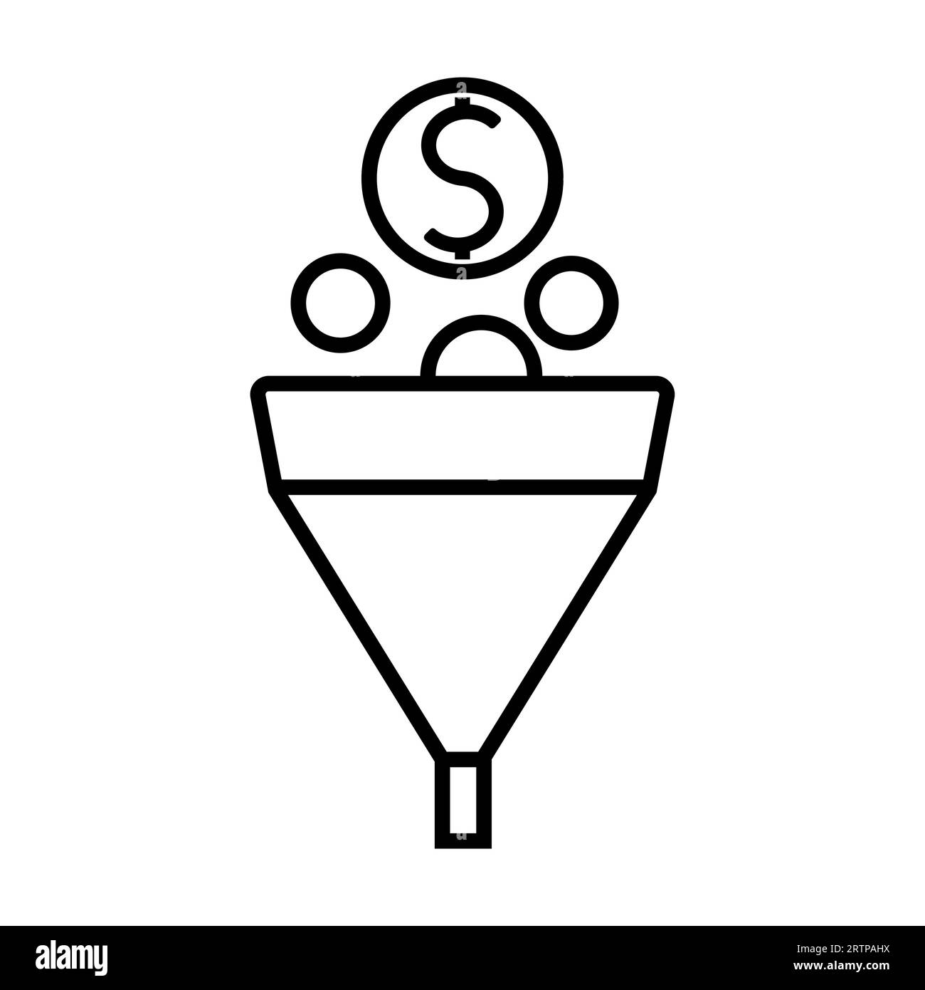 Simple outline of money going into funnel vector icon Stock Vector ...