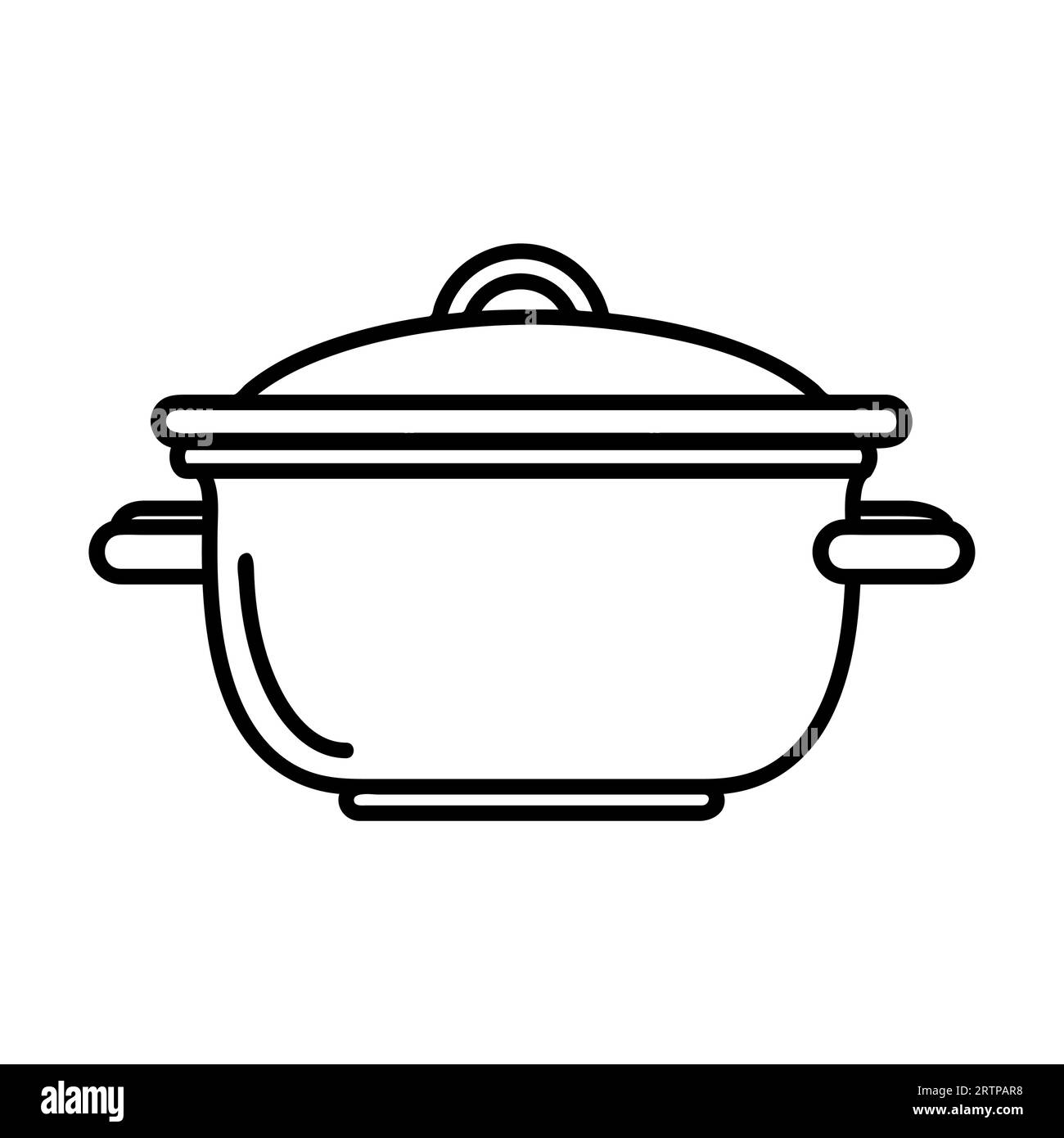 Simple outline of metal soup pot covered with lid vector icon Stock ...