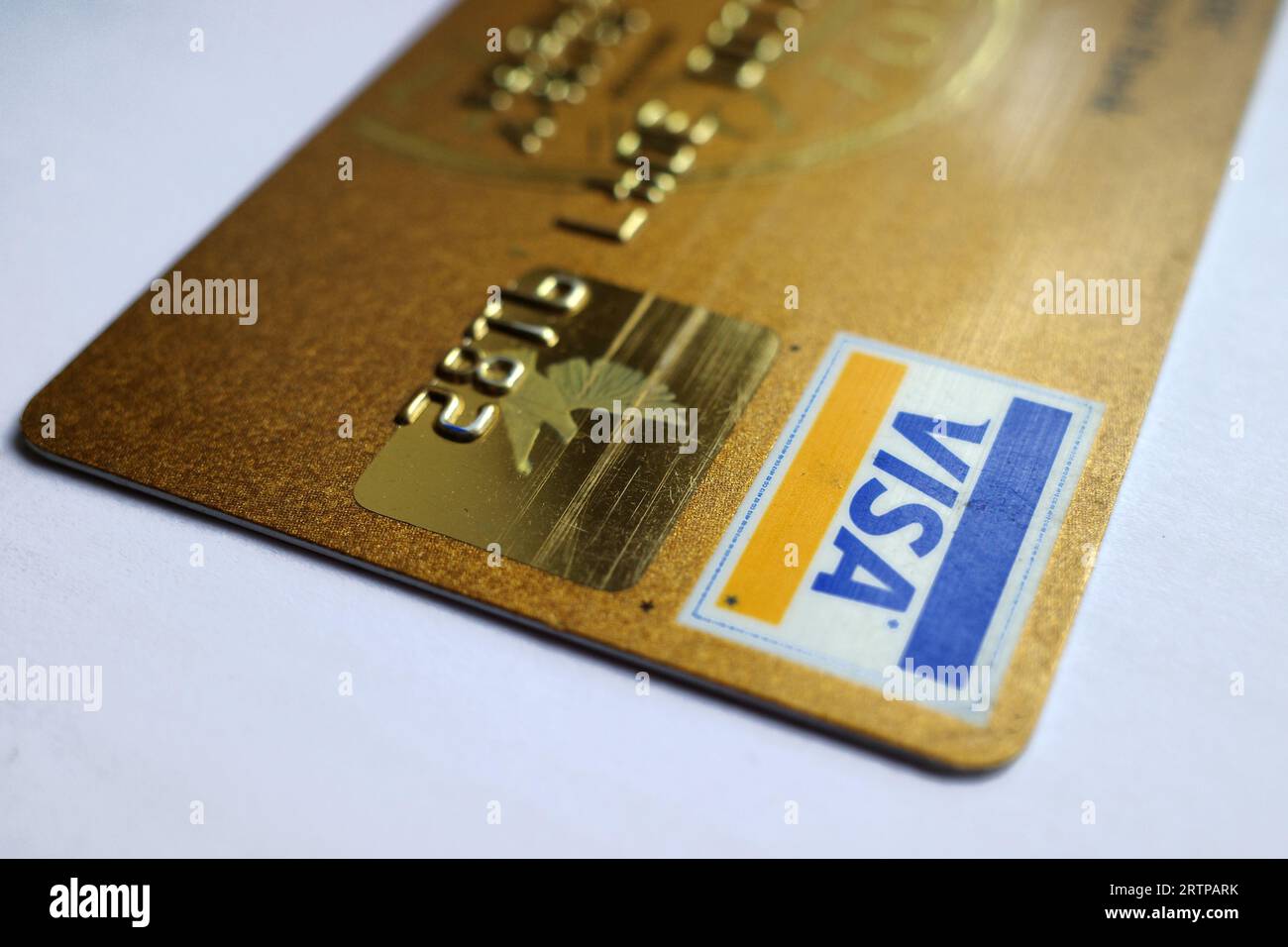 Itterbeck, Germany - Aug 6 2023 An old golden VISA card from Canada ...