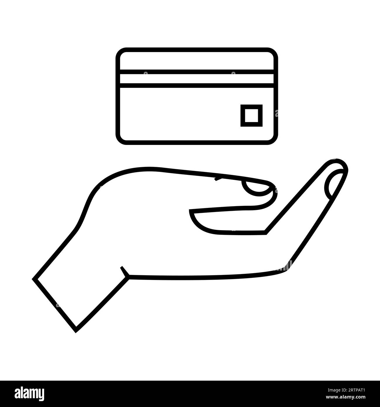 Simple outline of bank client with credit card vector icon Stock Vector ...