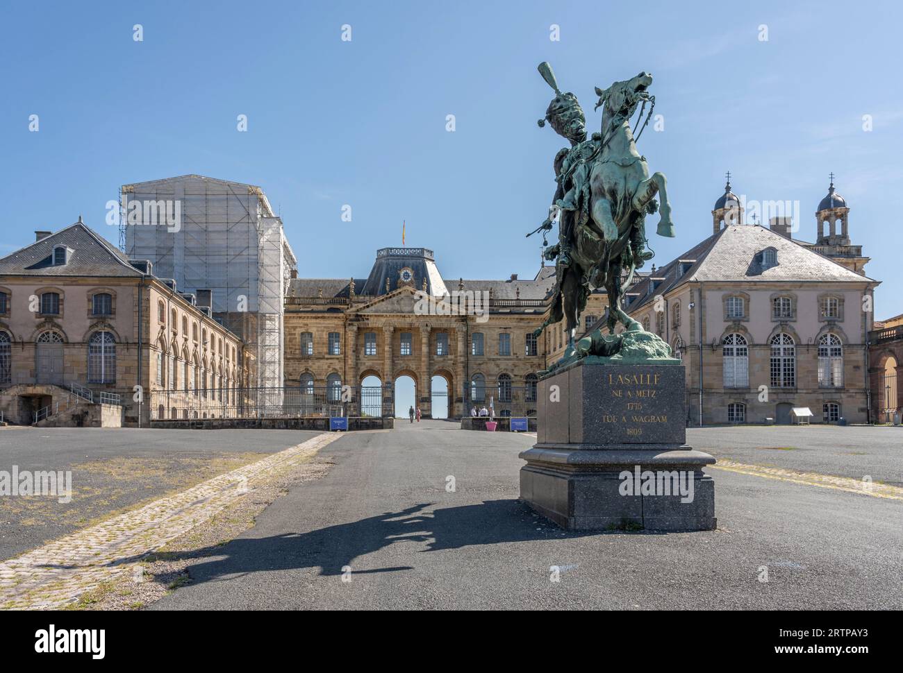Luneville, France - 09 02 2023: View of Luneville castle and the statue ...