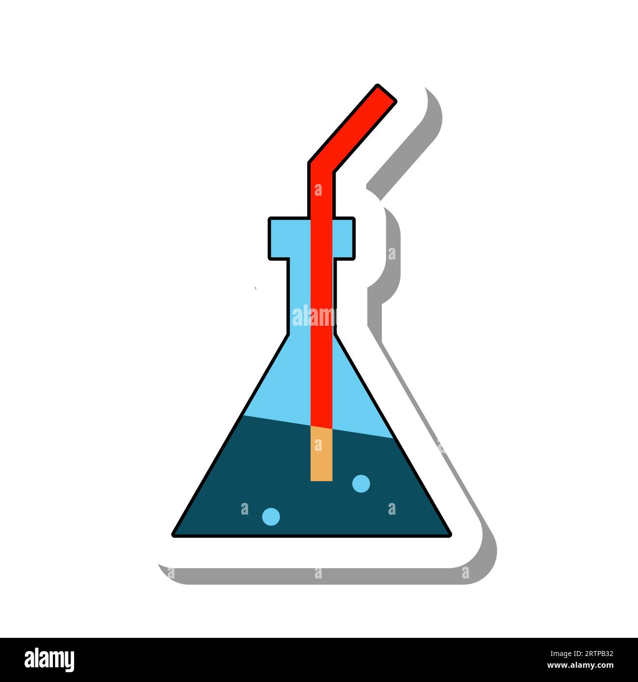Tall chemical flask for experiment flat paper sticker Stock Vector ...