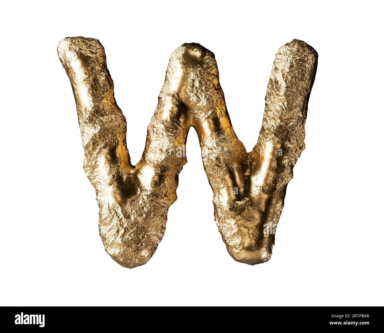 Letters made of raw gold. 3d illustration of golden alphabet isolated ...