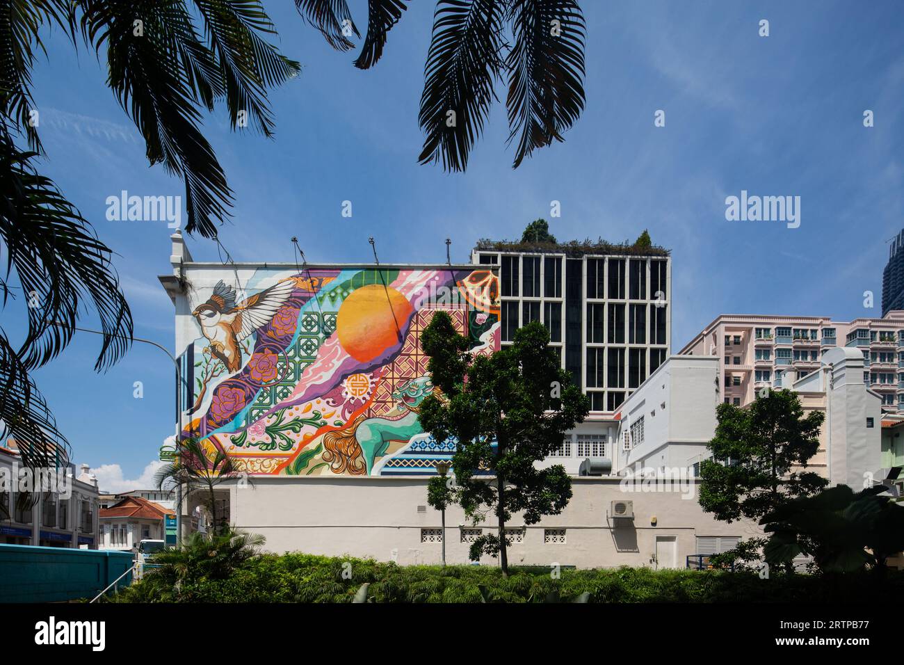 A striking colour wall mural art by local artist Sam Lo. It stands out ...