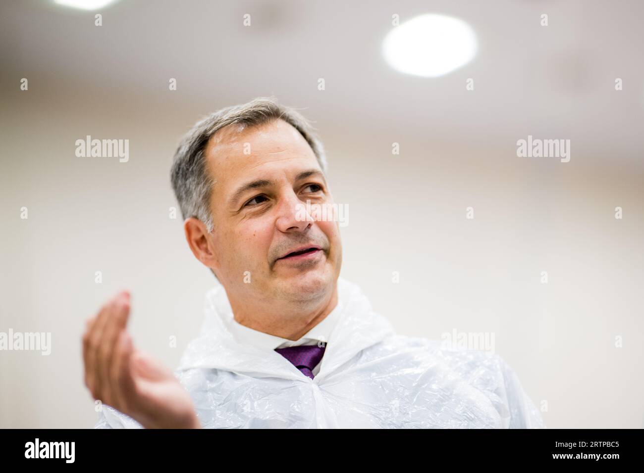 Lummen, Belgium. 14th Sep, 2023. Prime Minister Alexander De Croo is ...