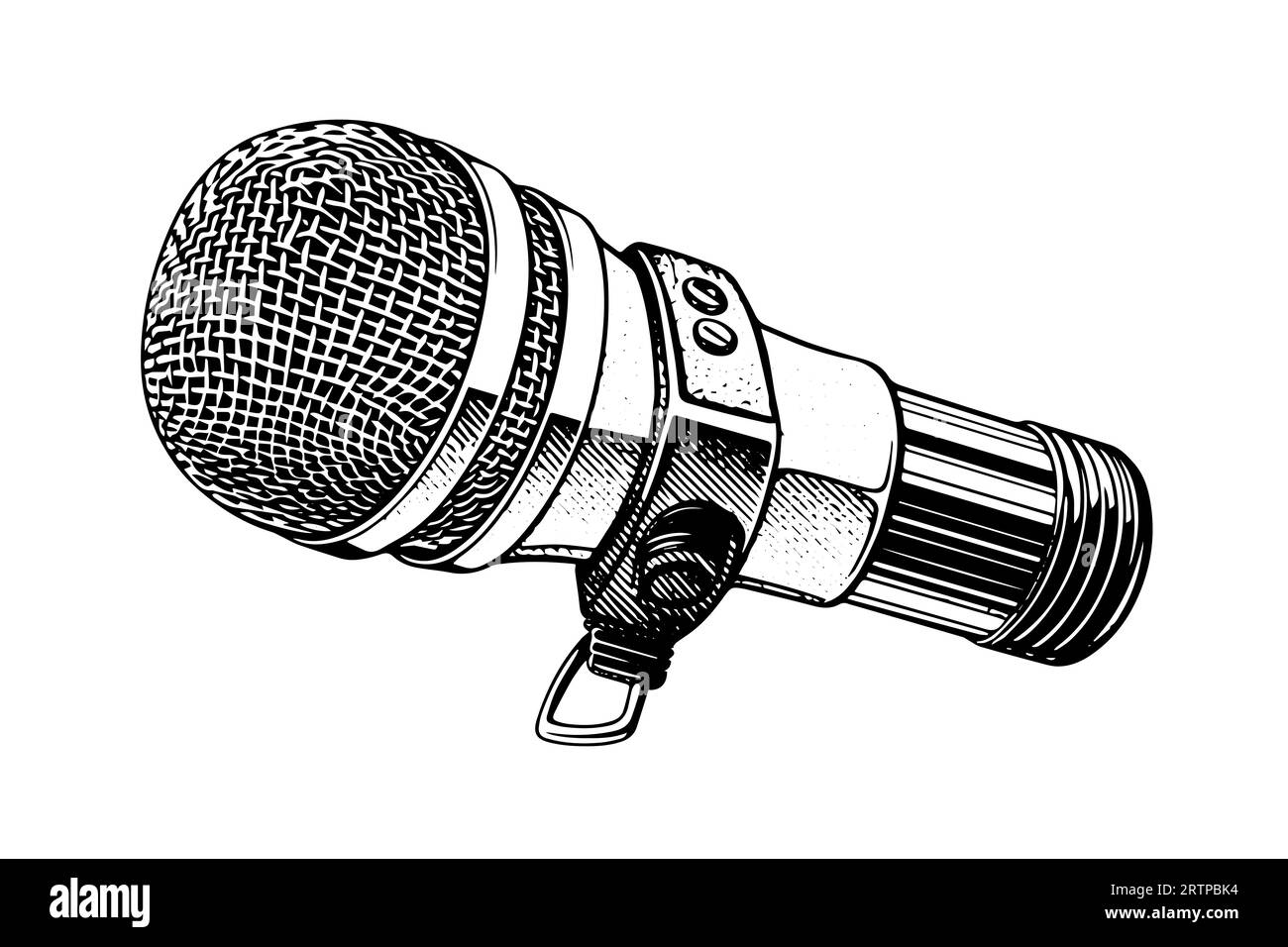 Vintage microphone hand drawn sketch engraving style vector ...