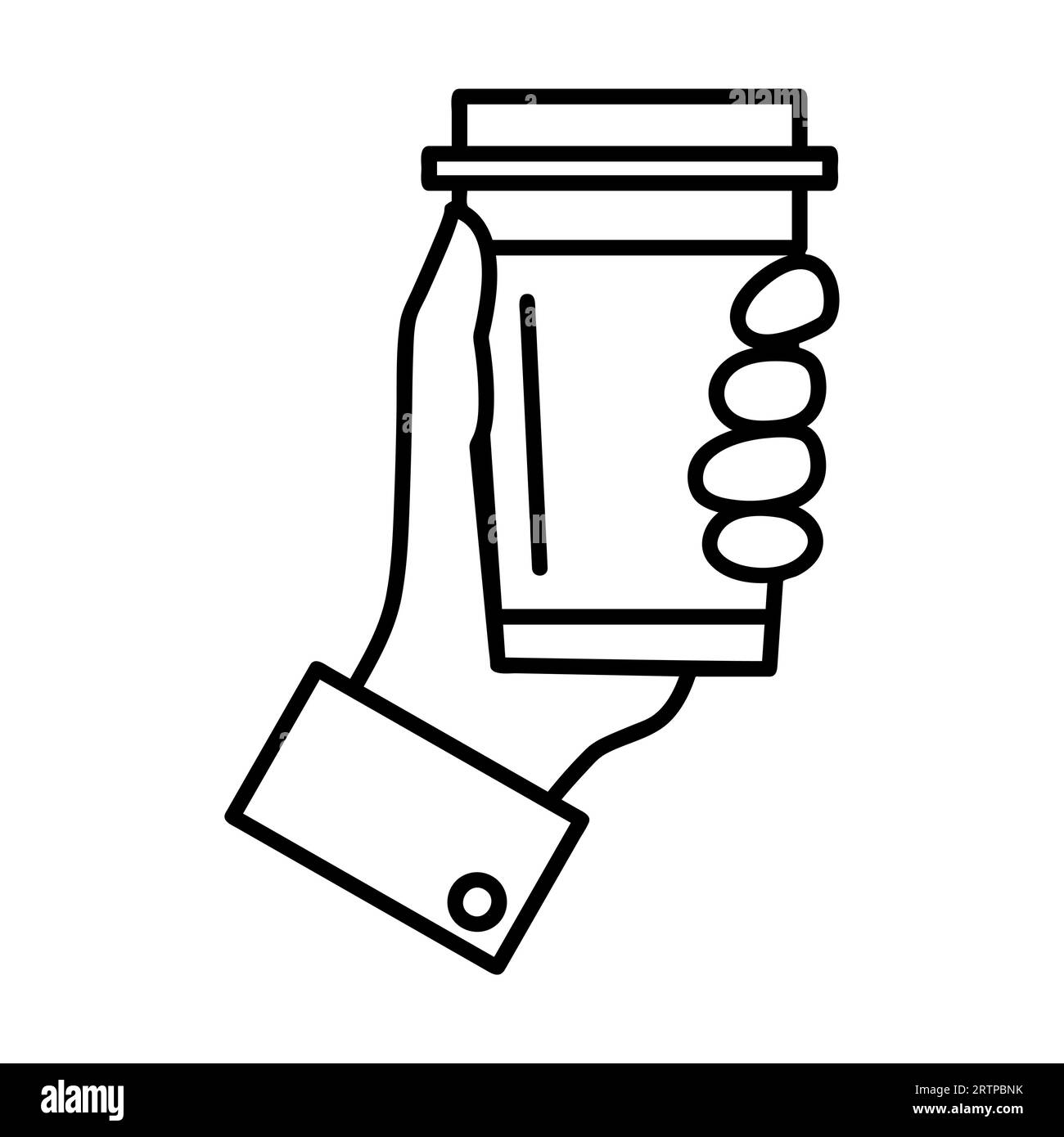 Simple outline of hand holding coffee cup vector icon Stock Vector ...