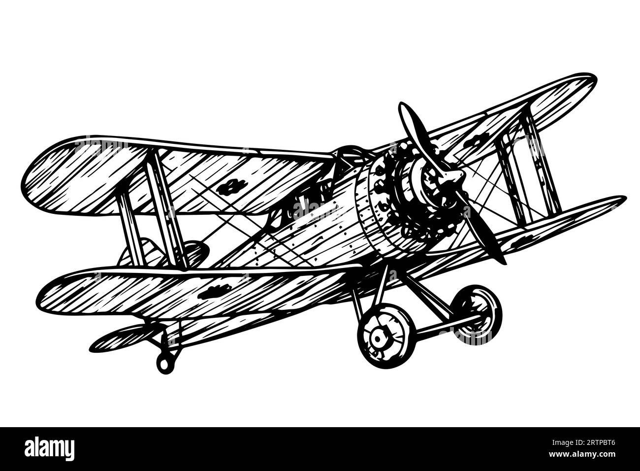 Hand drawn ink sketch of airplane. Engraving style vector illustration ...