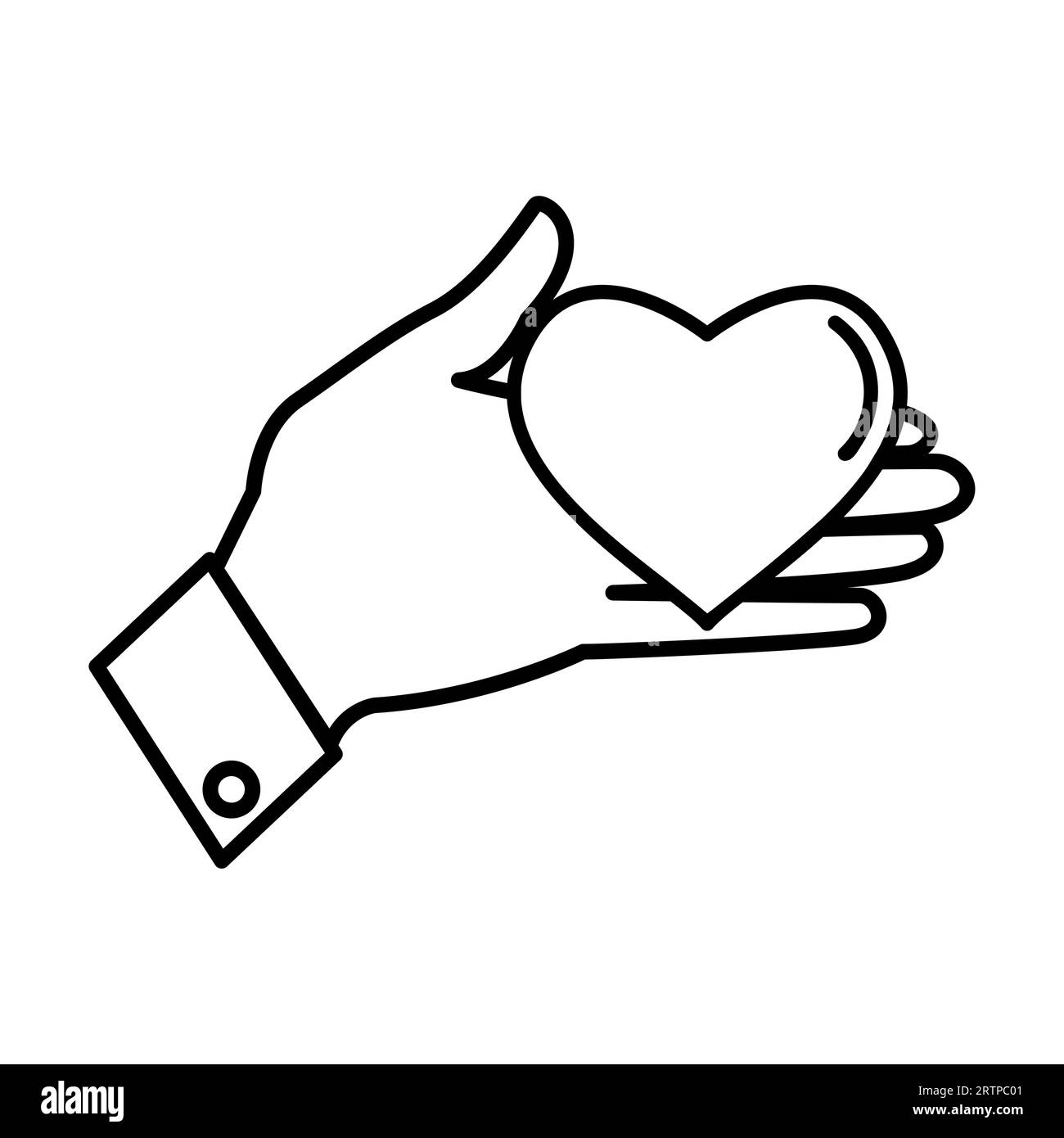 Simple outline of hand holding heart vector icon Stock Vector Image ...