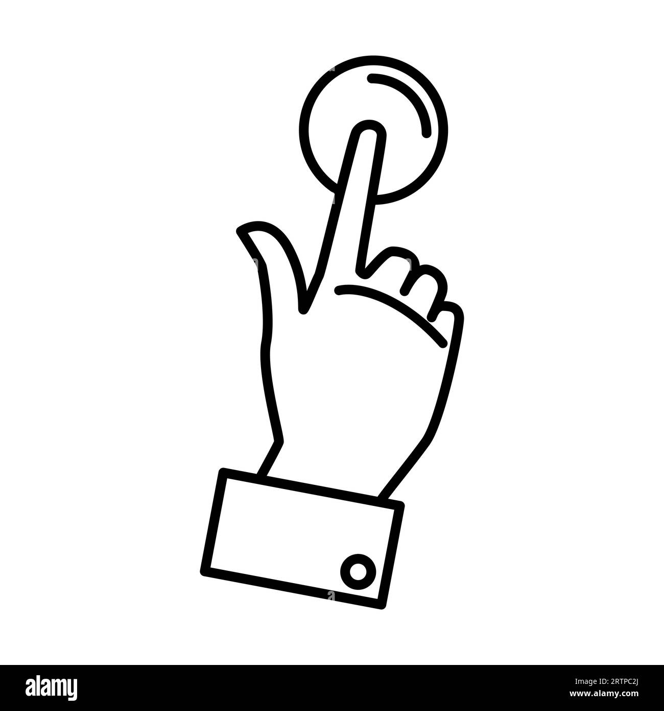 Simple outline of finger pressing alarm front view vector icon Stock ...