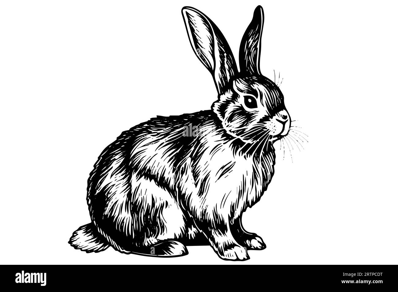 Engraving rabbit on white background .Vector ink sketch illustration ...