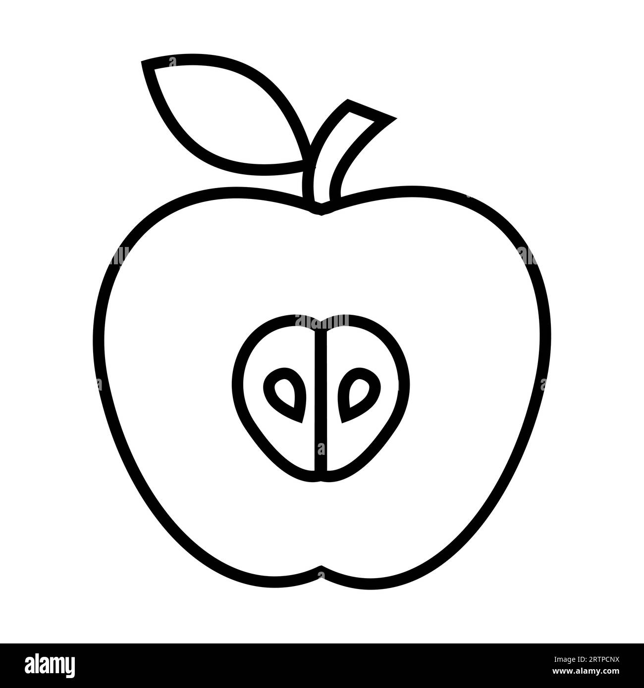 Simple outline of fresh apple cut in half vector icon Stock Vector ...