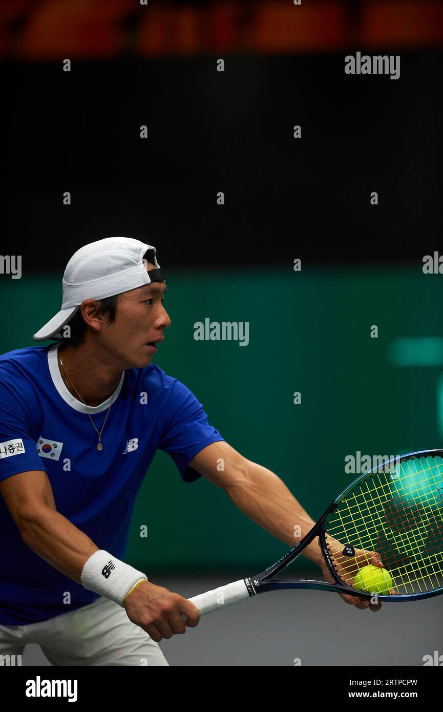 Seongchan Hong of Korea Republic in action during the DAVIS CUP at The ...