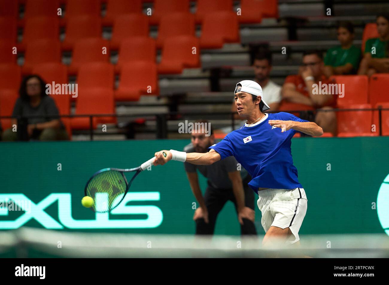 Seongchan Hong of Korea Republic in action during the DAVIS CUP at The ...