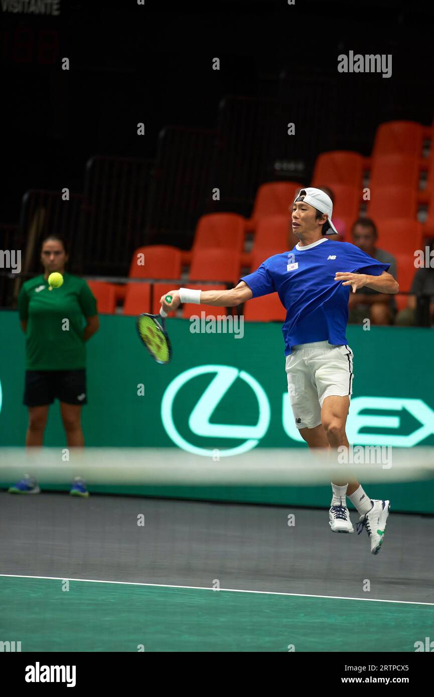 Seongchan Hong of Korea Republic in action during the DAVIS CUP at The ...
