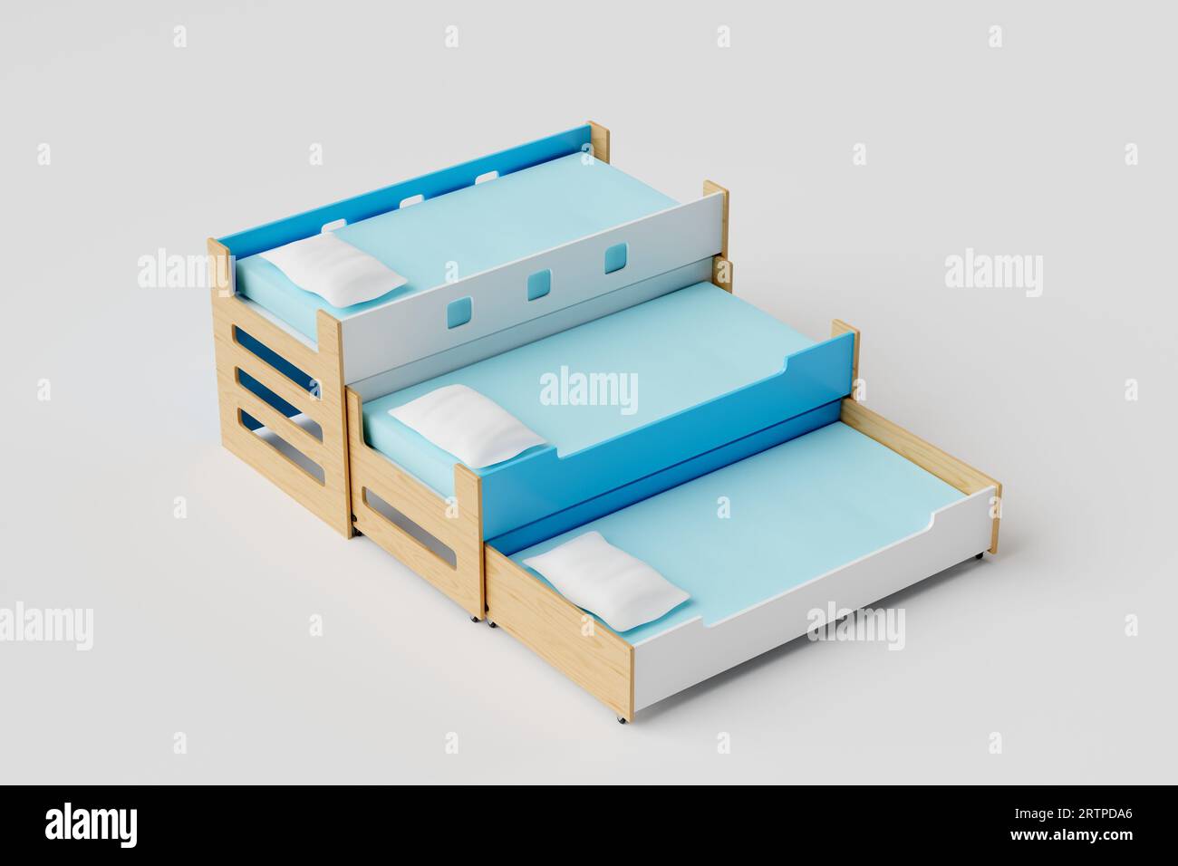 3d illustration of Expandable child bed. 3 in 1 transformer bed for ...