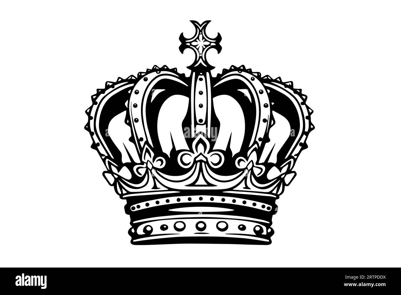 Hand drawn crown ink sketch. Engraving style vector illustration Stock ...