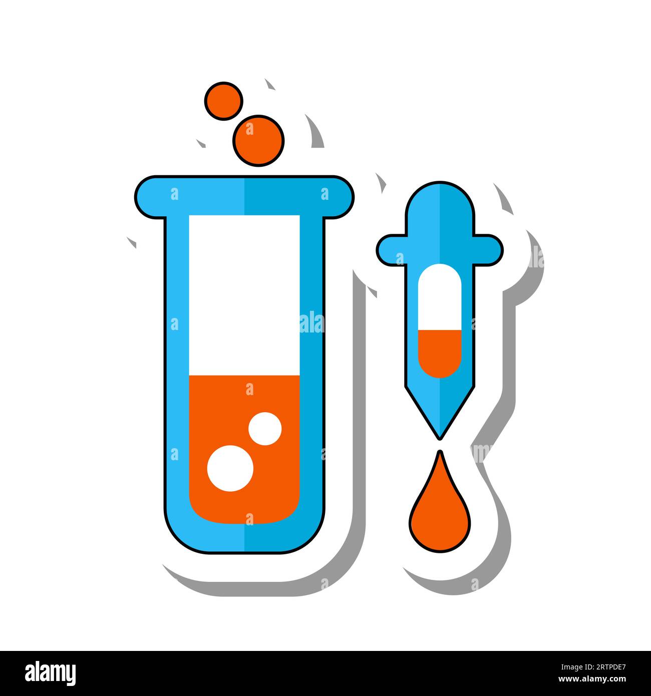 Test tube and pipette for experiment flat paper sticker Stock Vector ...