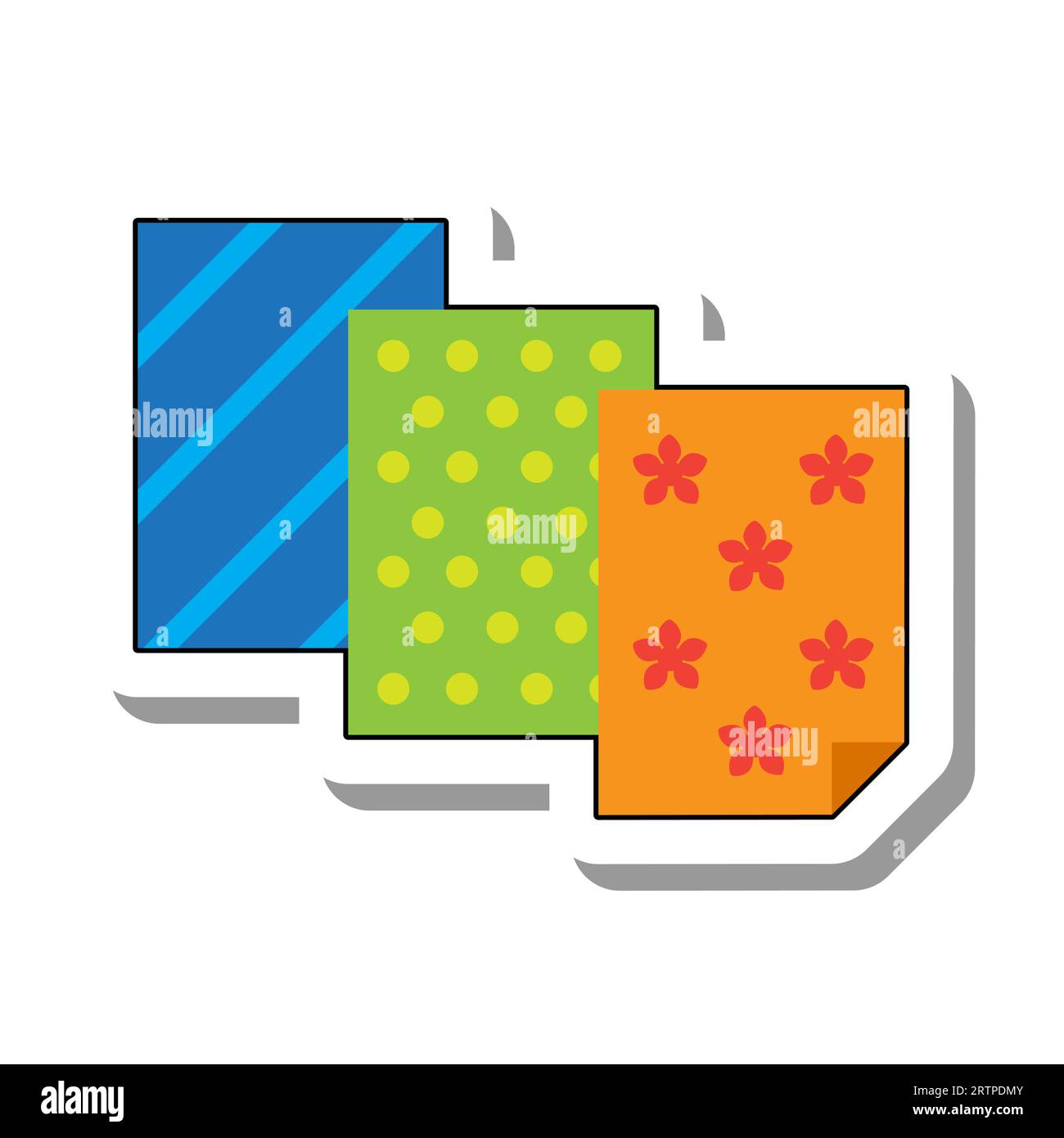 Textile samples of fabric flat paper sticker icon Stock Vector Image ...