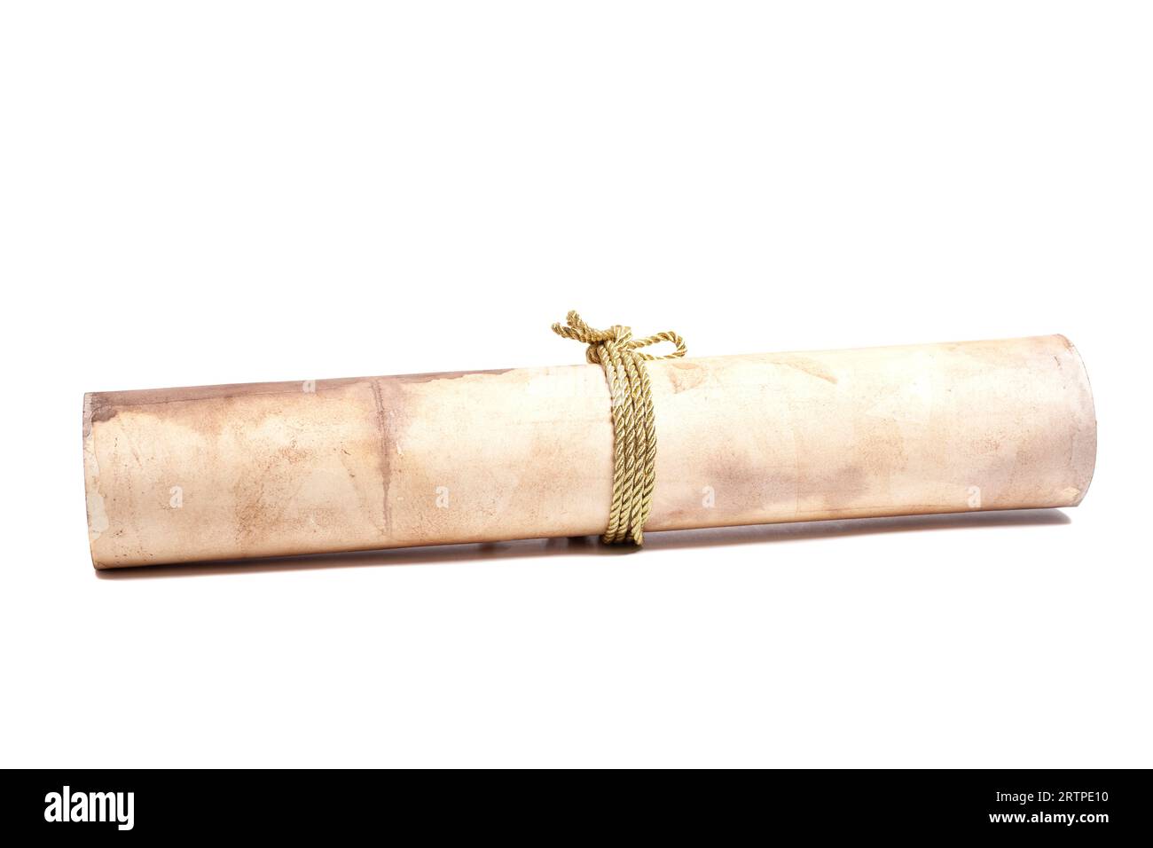 scroll of antique paper tied with a golden rope Stock Photo - Alamy