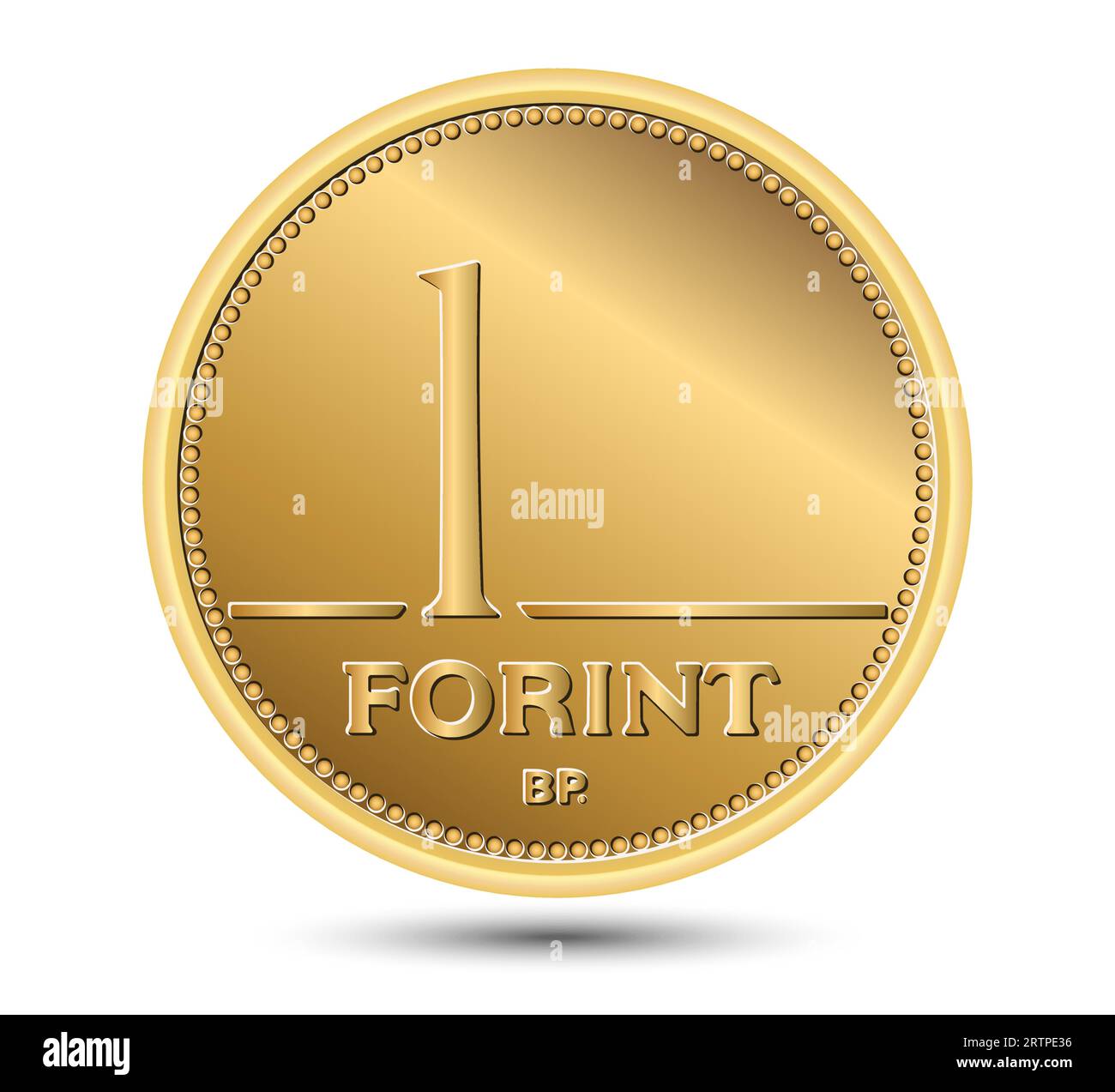 Reverse of Hungary coin, one forint, isolated in white background ...