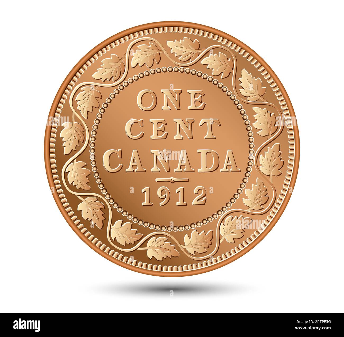 Canadian Penny one cent coin on white background. Vector illustration ...