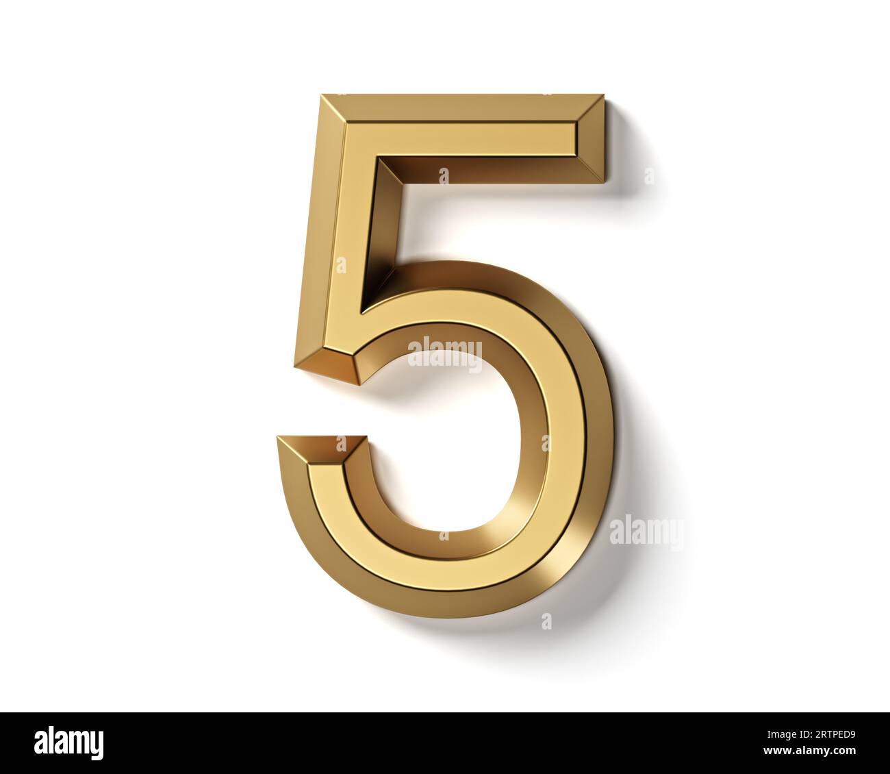 Digit made of gold. 3d illustration of golden number isolated on white ...