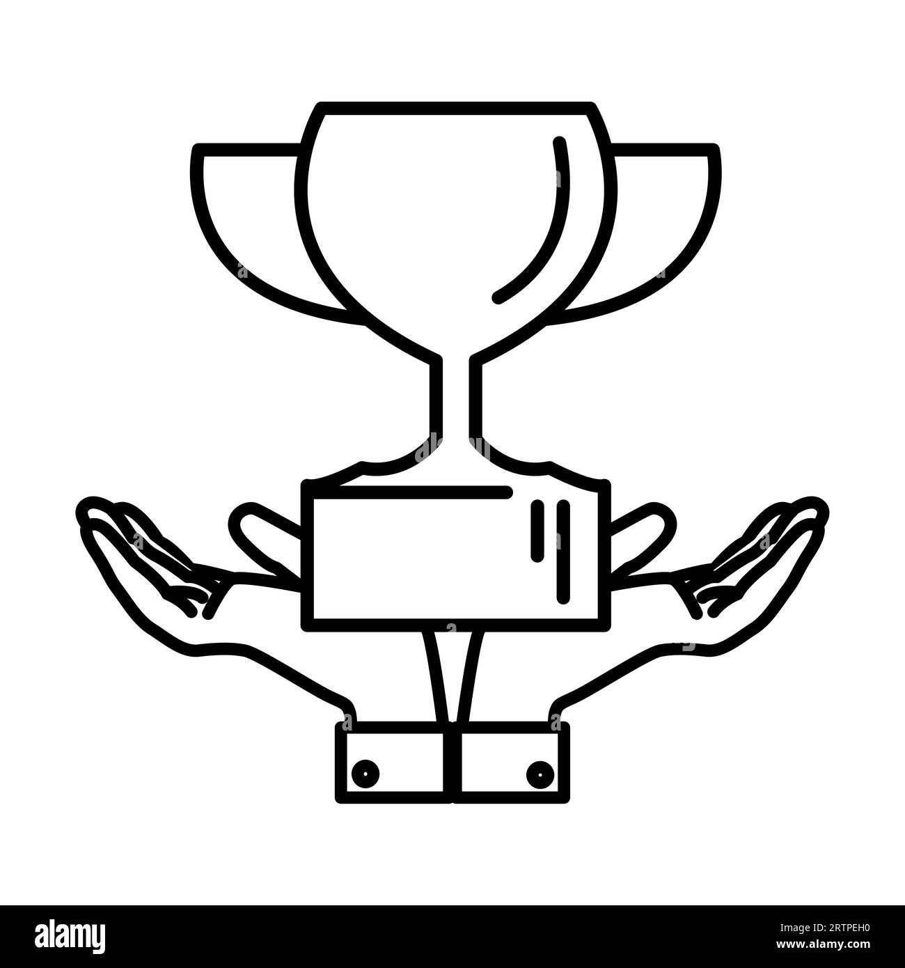 Simple outline of hand with trophy or prize vector icon Stock Vector ...