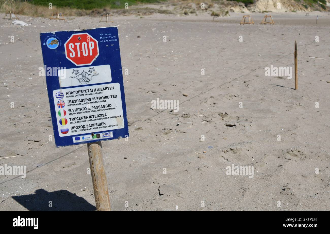 STOP sign in five different languages for the National Marine Park of ...