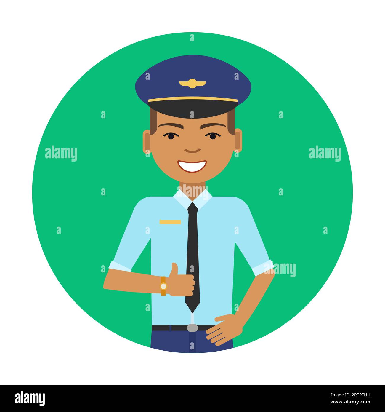 Happy pilot showing thumb up flat vector circle icon Stock Vector Image ...