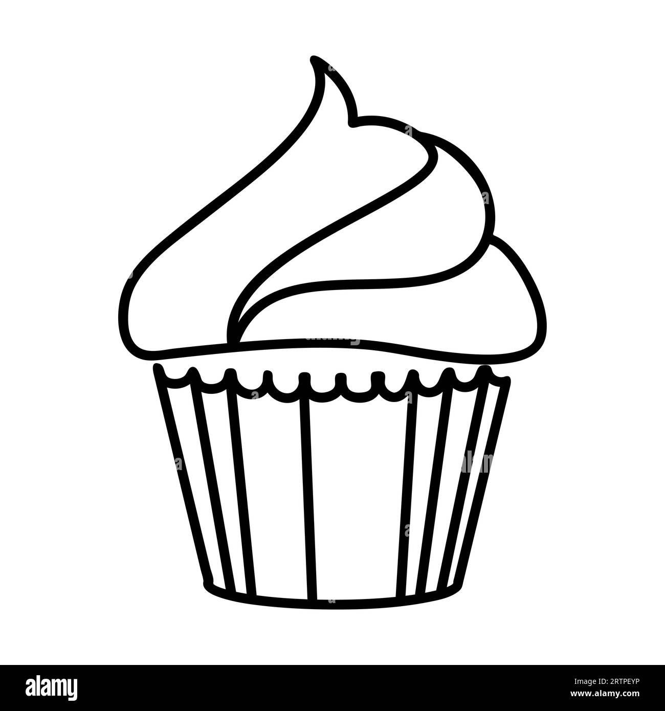 Simple outline of sponge cake muffin vector icon Stock Vector Image ...