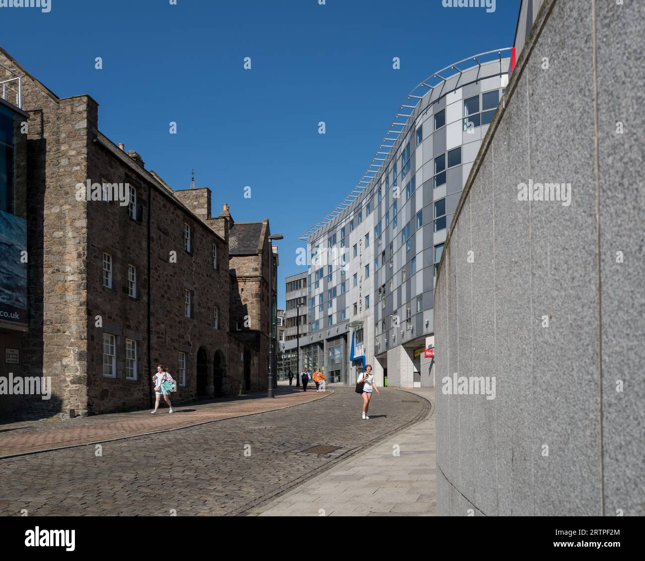 1 September 2023. Aberdeen,Scotland. This is cobbled street called the ...