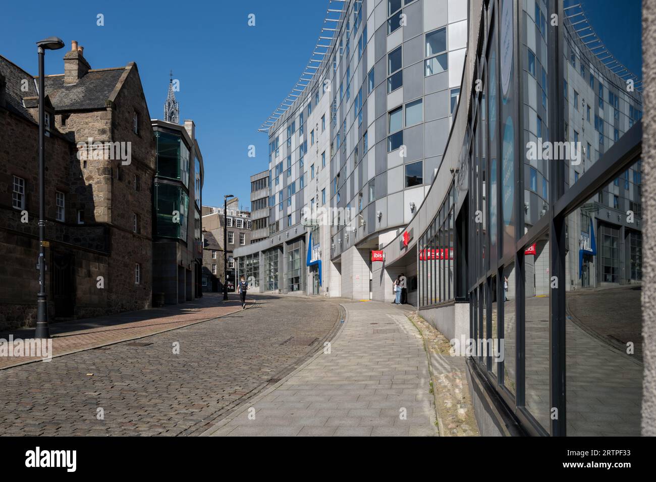 1 September 2023. Aberdeen,Scotland. This is cobbled street called the ...