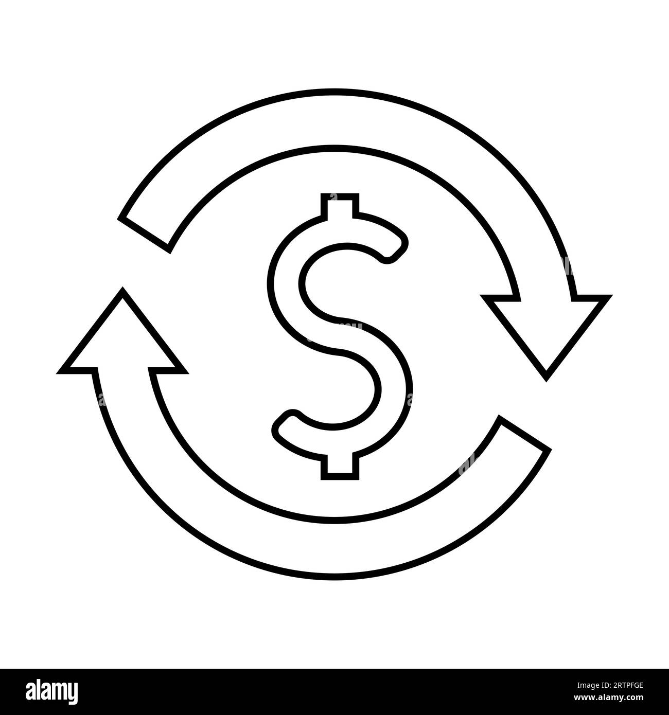 Simple outline of dollar exchange conversion vector icon Stock Vector ...