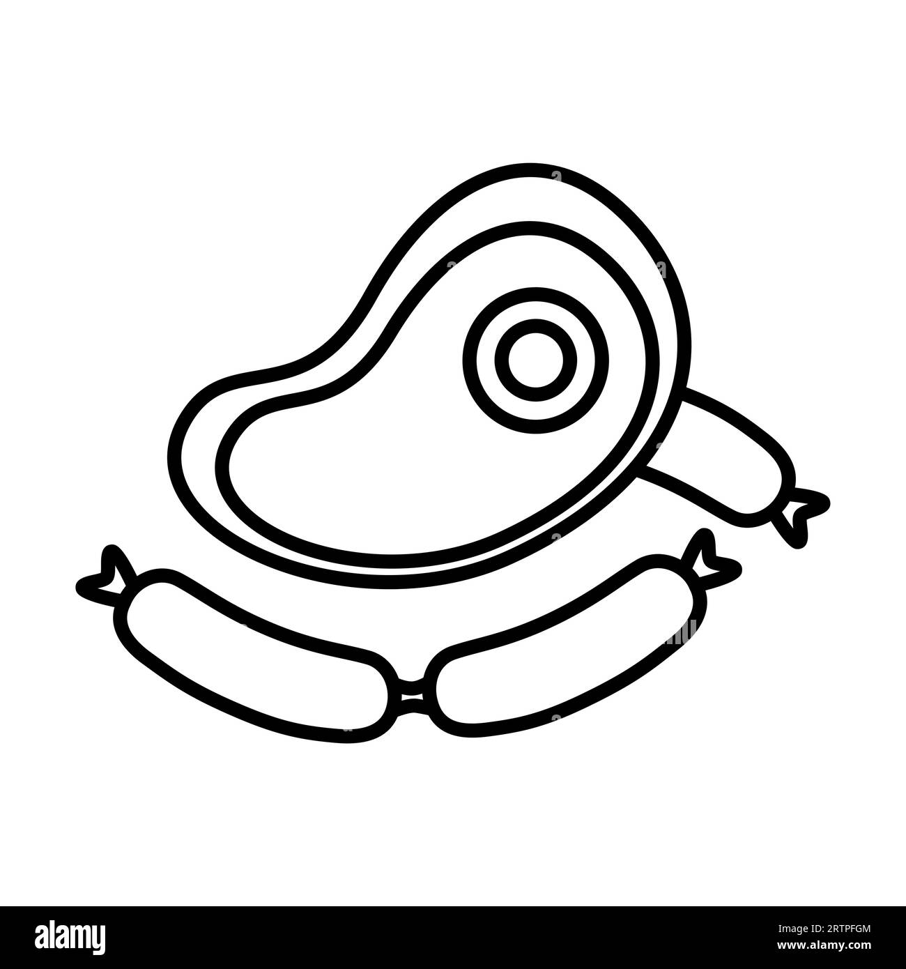 Simple outline of meat steak with sausages vector icon Stock Vector ...