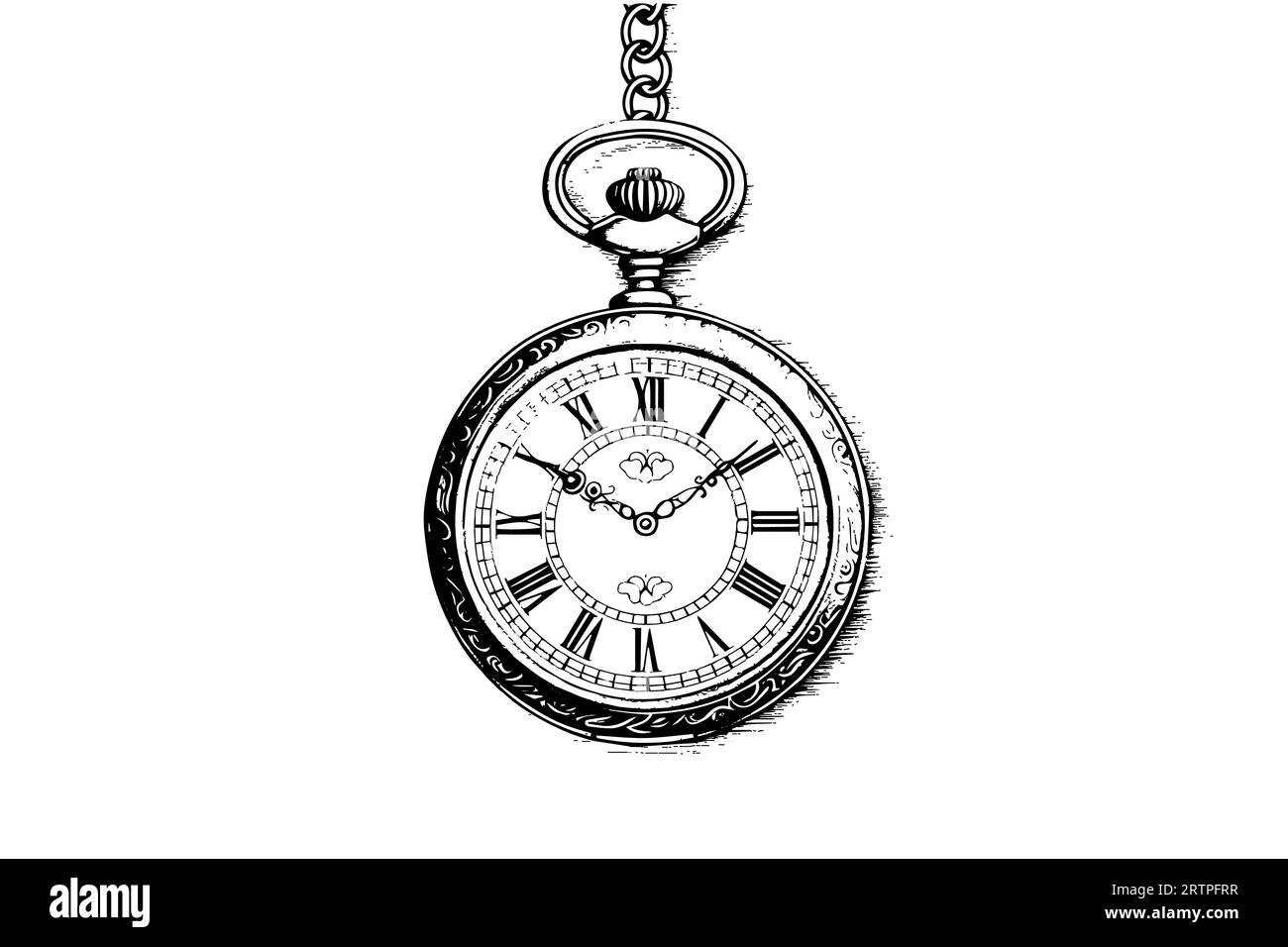 Antique pocket watch vintage engraved hand drawn vector illustration ...