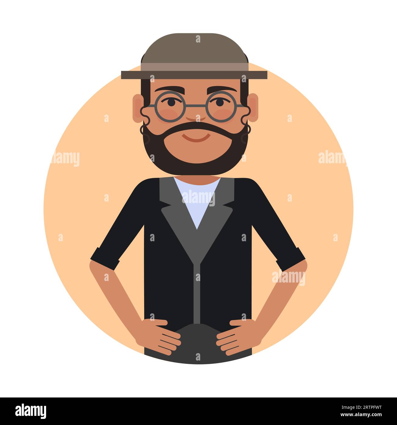 Orthodox Jewish priest flat vector circle icon Stock Vector Image & Art ...