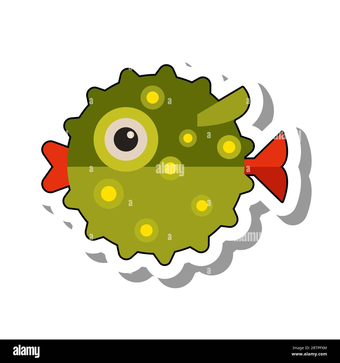 Round spiny fish ball inflated with air flat paper sticker Stock Vector ...