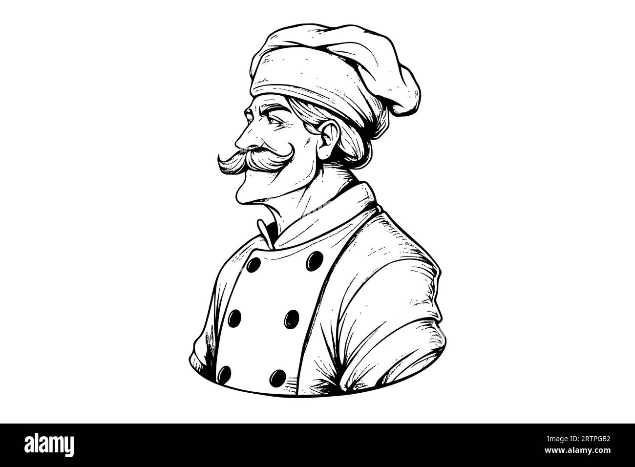 Chef in a hat side view engraving style vector illustration Stock ...