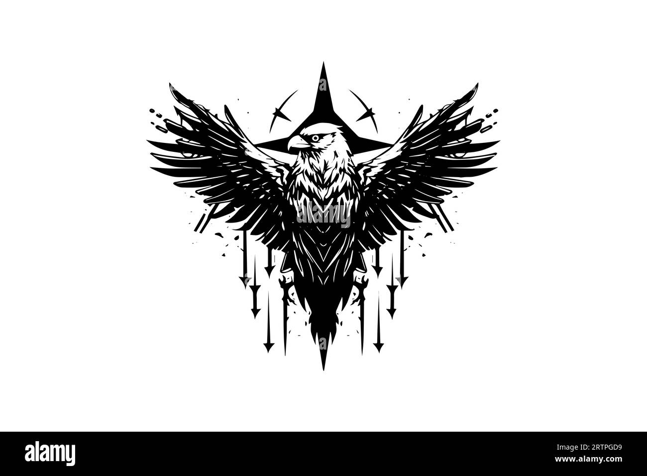 Flying eagle logotype mascot in engraving style. Vector illustration of ...