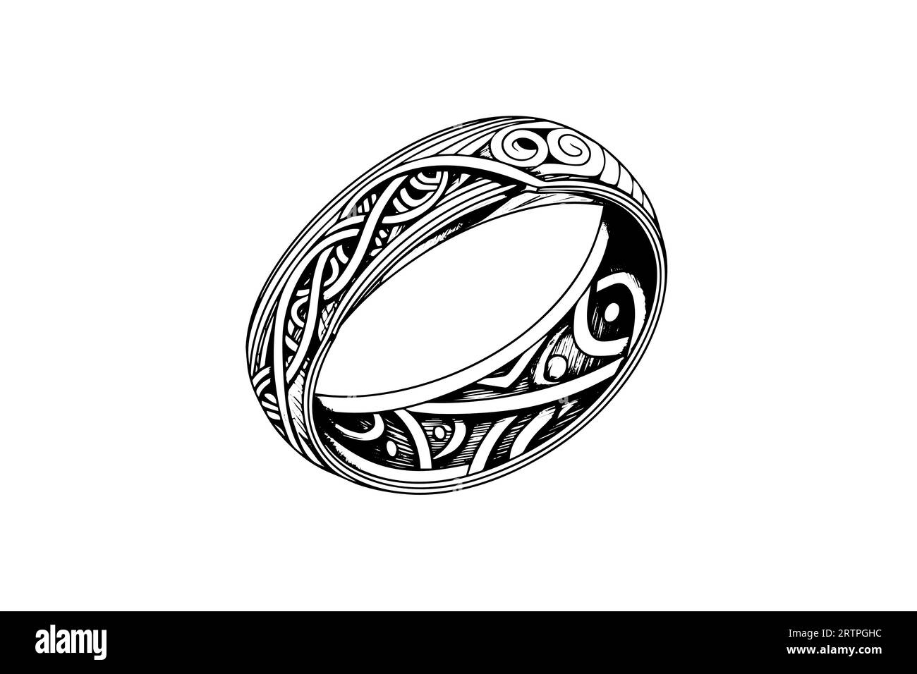 Vector hand drawn illustration of jewelry rings in vintage engraved ...