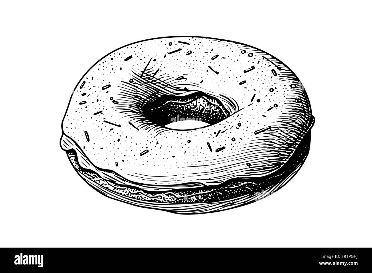 Tasty donut engraving style. Hand drawn ink sketch vector illustration ...