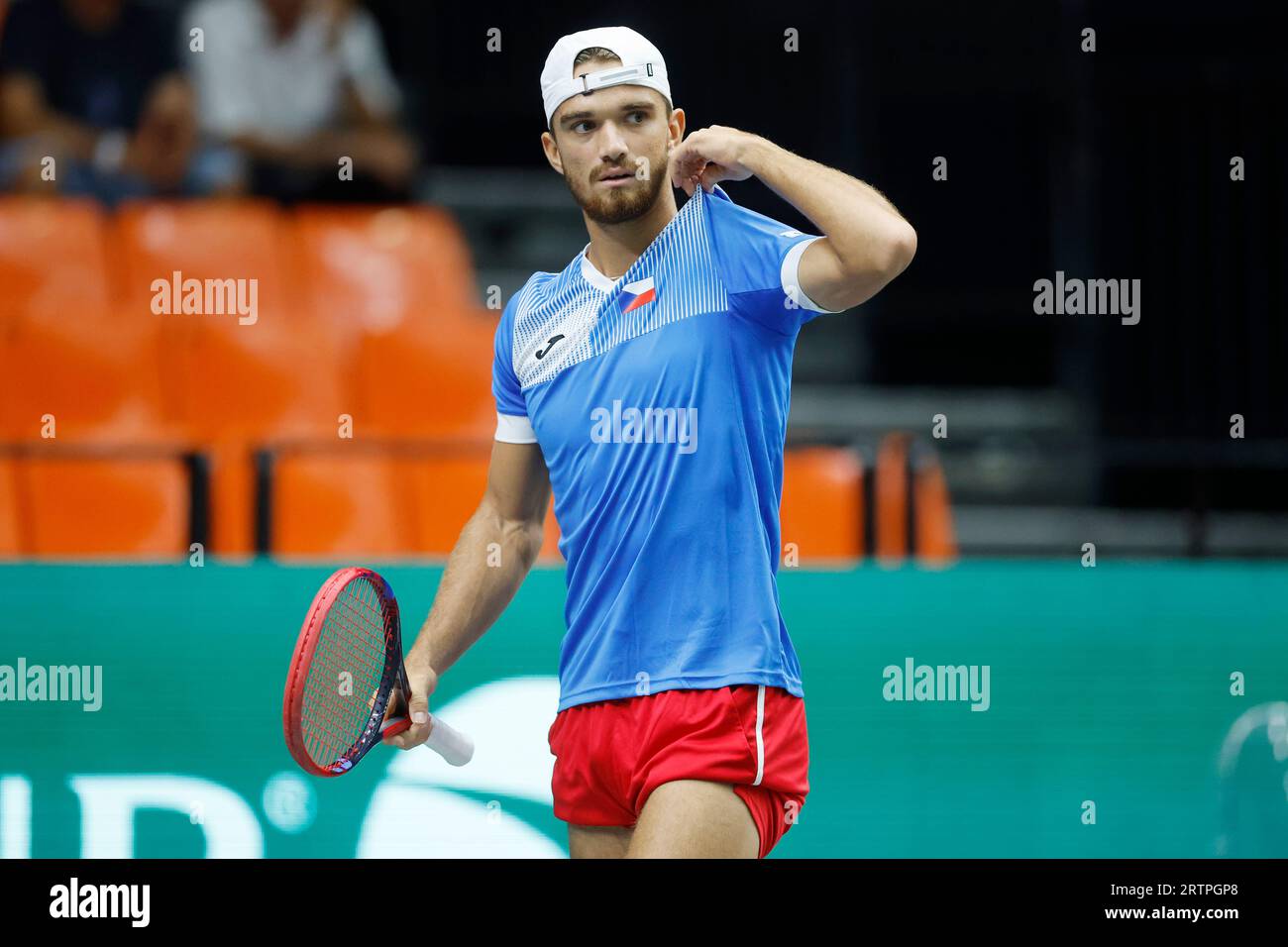 Czech tennis player Tomas Machac during the 2023 Davis Cup group C ...