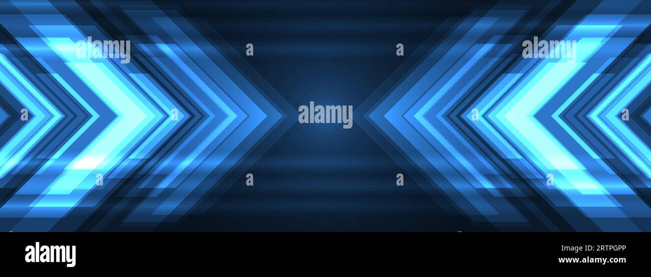 Blue hi tech digital arrows on dark abstract background. Vector ...