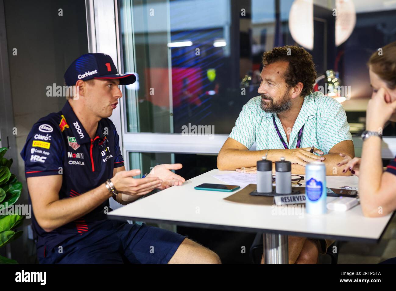 VERSTAPPEN Max (ned), Red Bull Racing RB19, in interview with Frederic Ferret during the 2023 ...