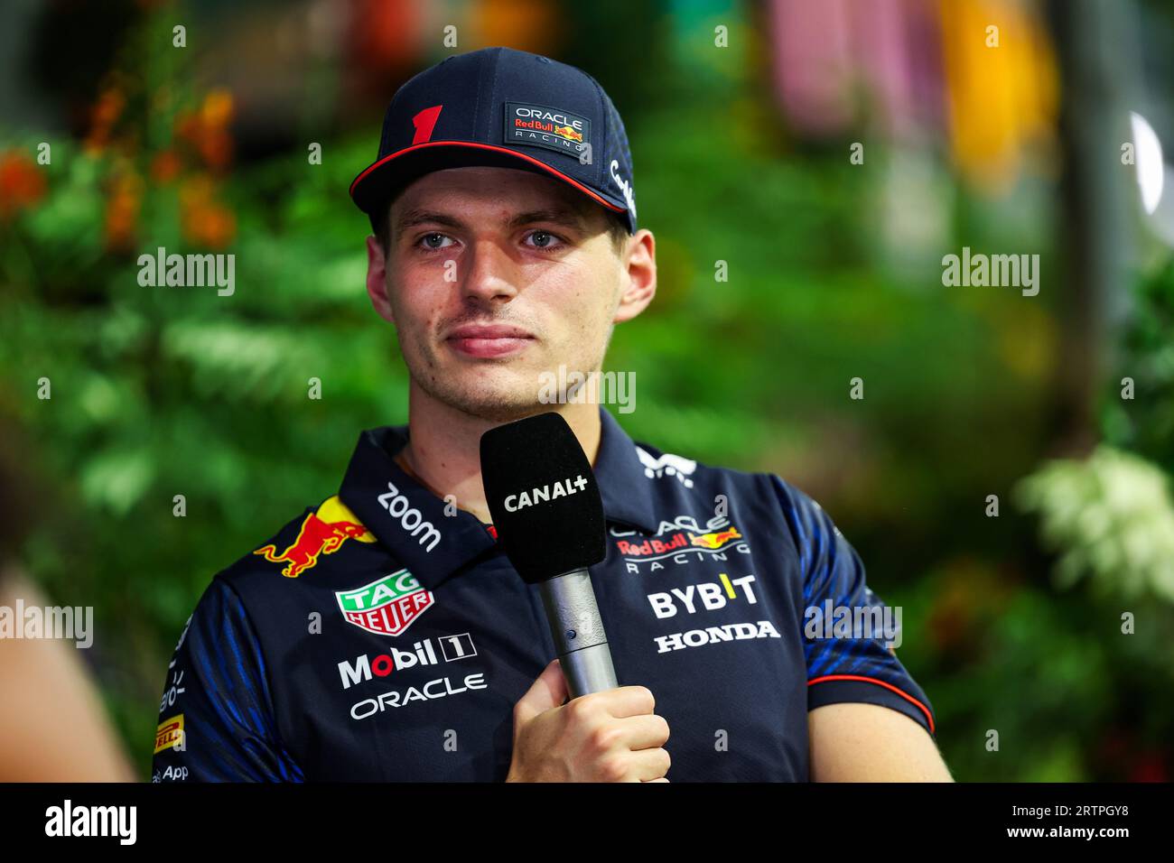 VERSTAPPEN Max (ned), Red Bull Racing RB19, portrait interview with Canal+ during the 2023 ...