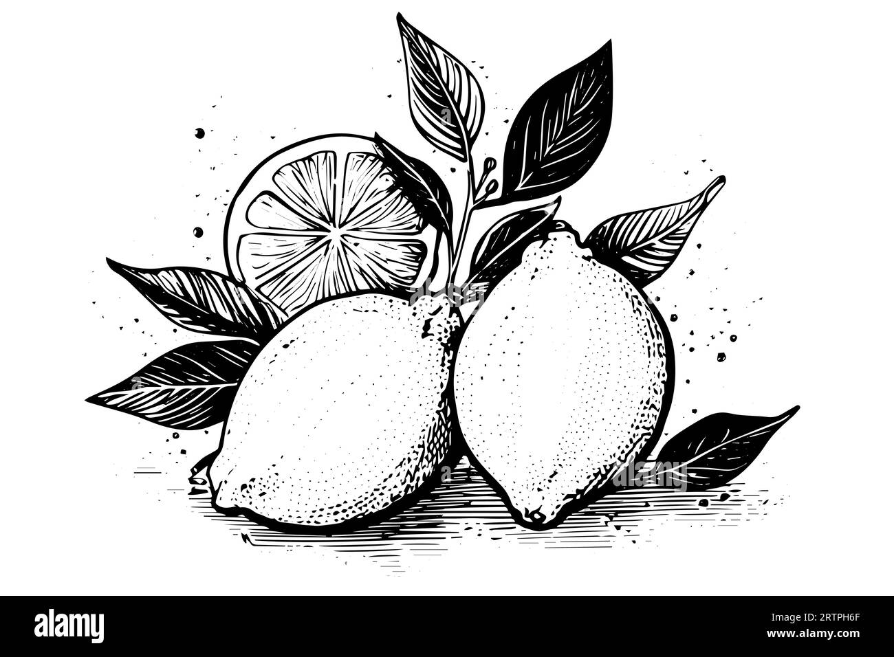 Hand drawn ink sketch vector illustration of lemon. Citrus in engraving style vector ...