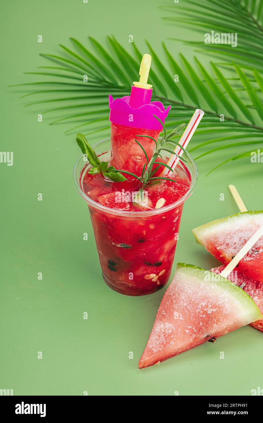 Refreshing watermelon cocktail. Traditional summer drink. Trendy ...