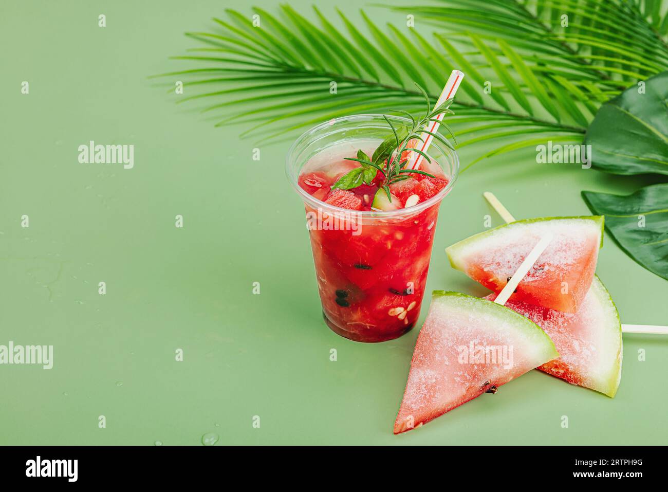 Refreshing watermelon cocktail. Traditional summer drink. Trendy ...