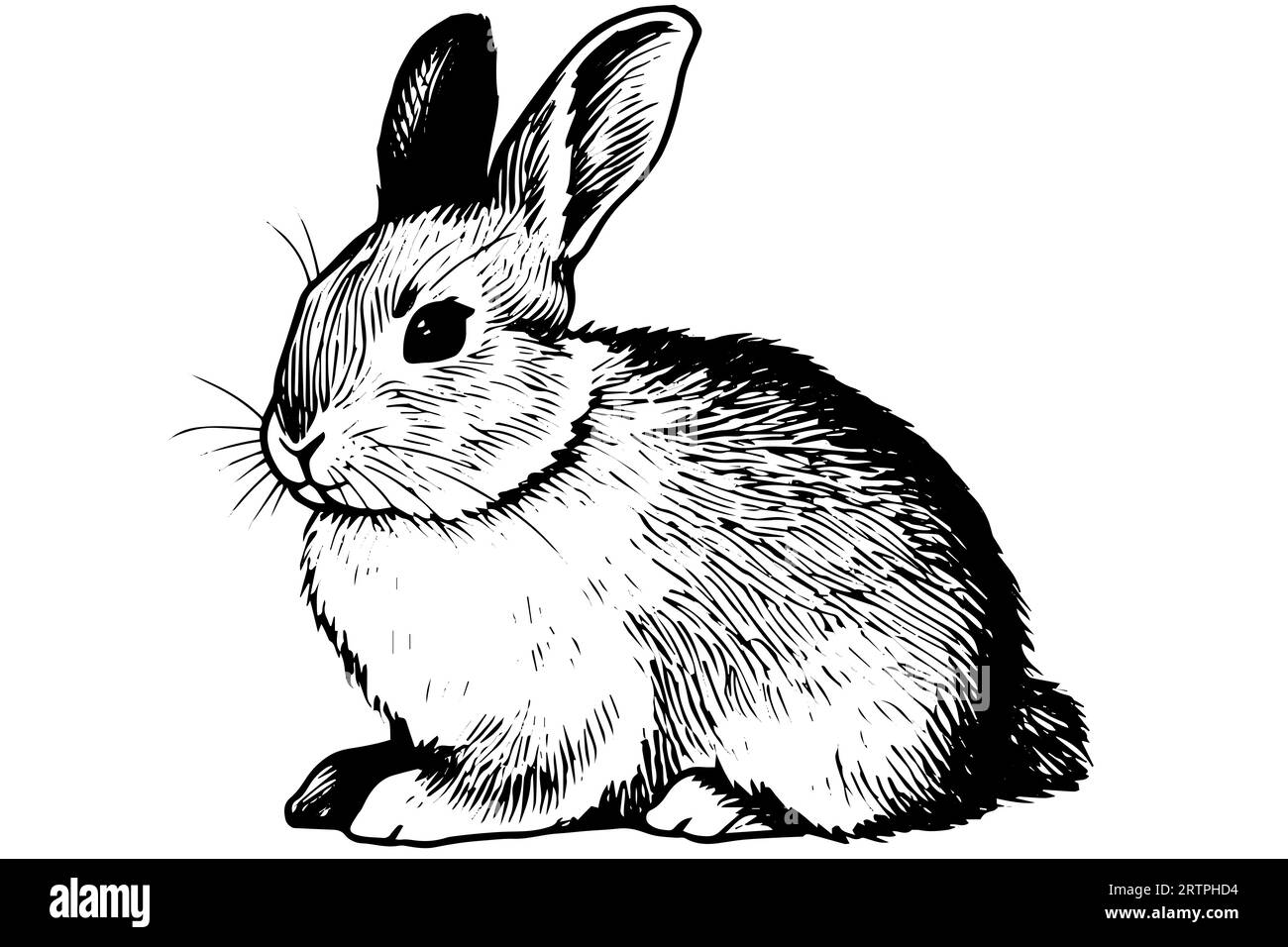Engraving rabbit on white background .Vector ink sketch illustration ...